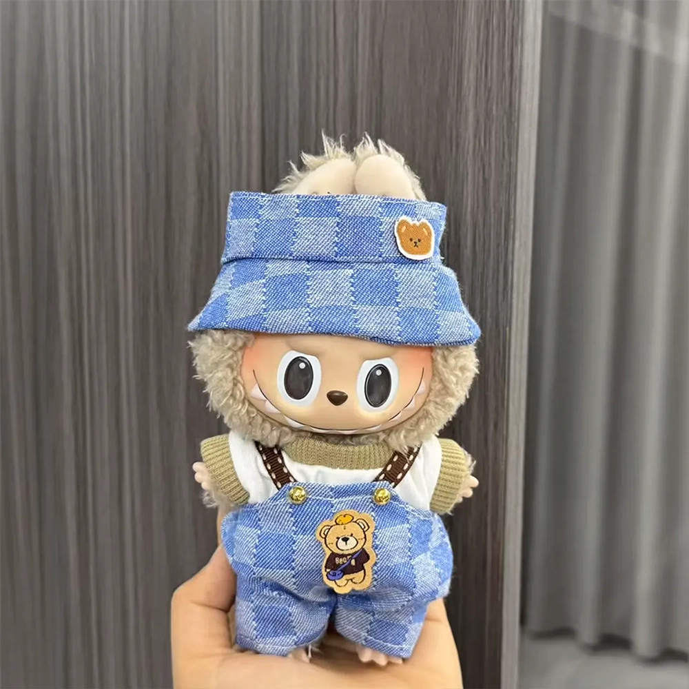 Ropa para Labubu Overol Domino Gorra Celeste Osito - Koko Station