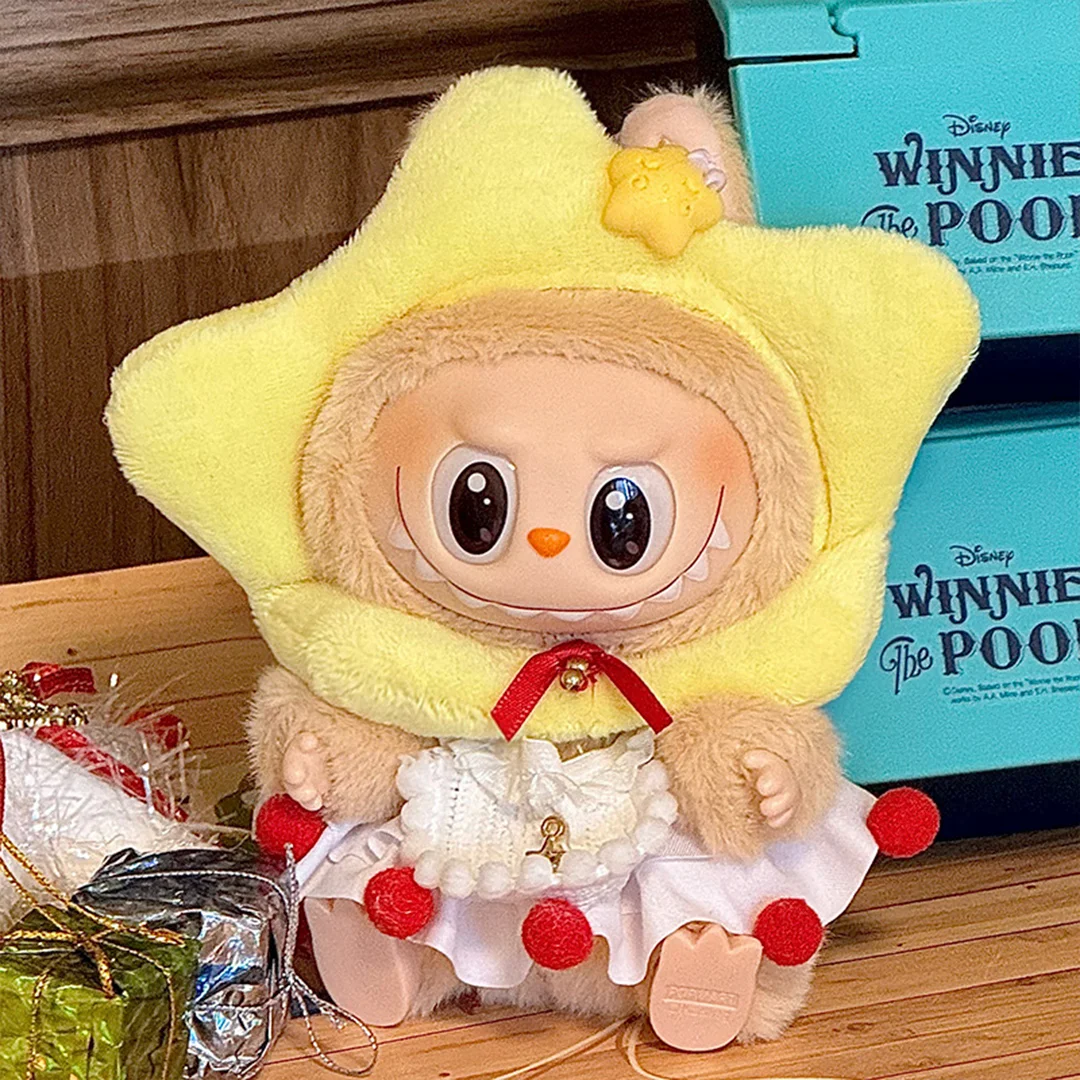 Ropa de Labubu Capucha Star con Vestido Blanco y Pompom - Koko Station